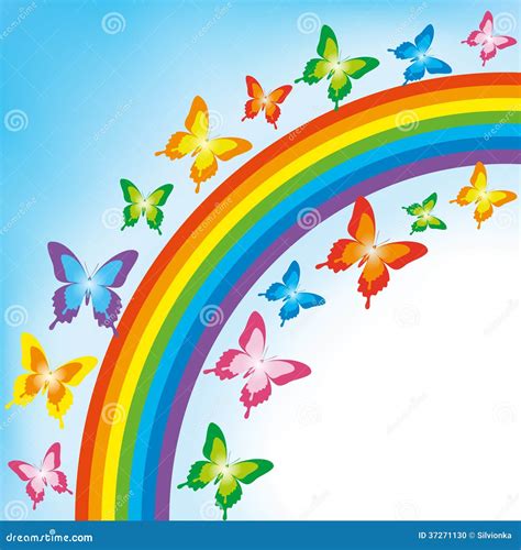 Fundo Borboleta E Arco íris Ilustração do Vetor Ilustração de
