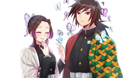 Kokushibo Shinobu Kochou Standing In Colorful Butterflies White