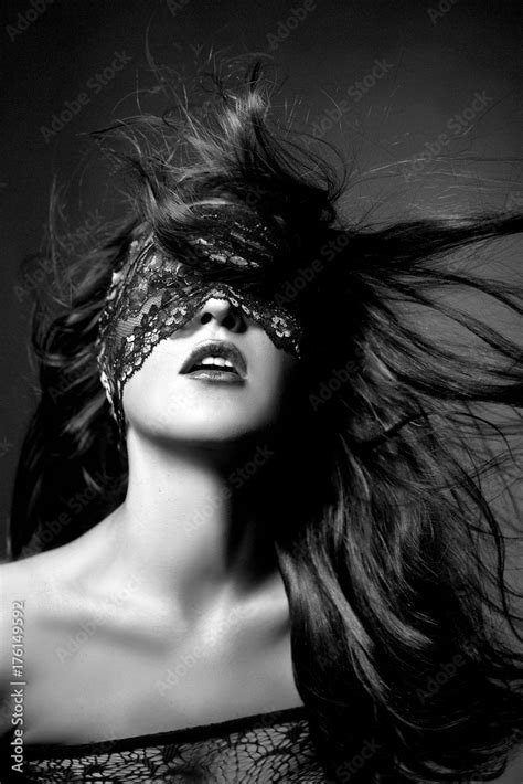 Sexy Girl In Black Lingerie On Black Background Erotic Photoshoot