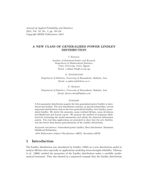 pdf a new class of generalized power lindley distribution