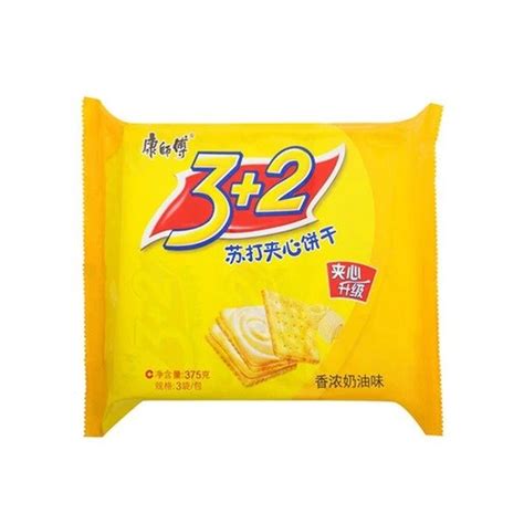 康师傅 3 2苏打夹心饼干 香浓奶油味 三连包 375g 康师傅 3 2苏打夹心饼干 香浓奶油味 三连包 375g 4 55 超值好货