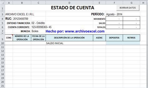 Plantilla de Conciliación Bancaria en excel Archivo Excel