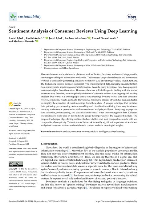 pdf sentiment analysis of consumer reviews using deep learning