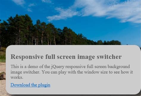 JQuery Plugin For Responsive Full Screen Image Slider Bgswitcher