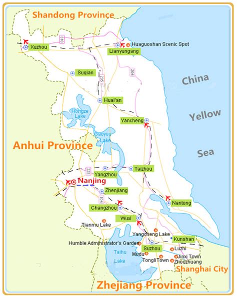 Jiangsu Map Jiangsu Tour Travel Zhangjiajie Holiday China Tour