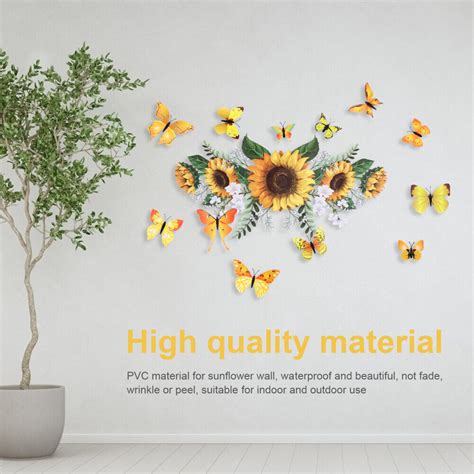 12 Pcs Autocollant Mural Plante Sticker Tournesol Salon Rãfrigã