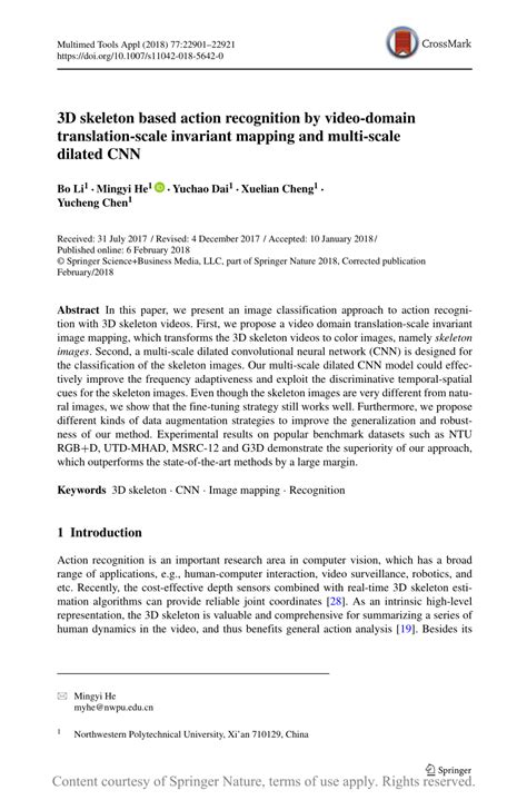 3d skeleton based action recognition by video domain translation scale invariant mapping and