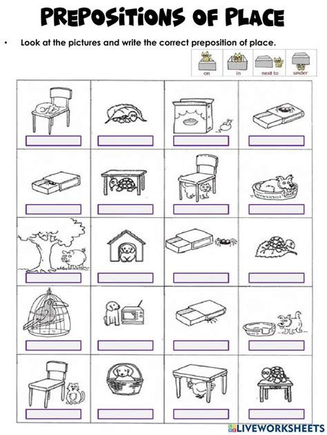 Prepositions Of Place Online Exercise For Primary In English As