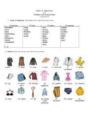 Order Of Adjectives And Clothes Correction Esl Worksheet By Cgato