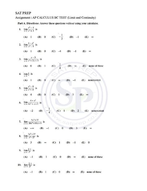 ap calculus bc limit and continuity sat prep