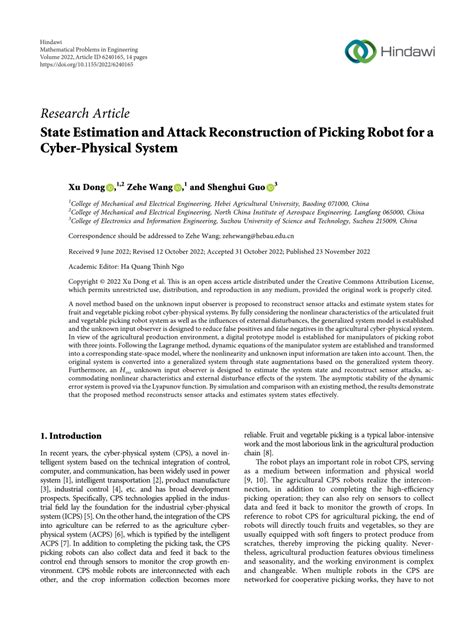 pdf state estimation and attack reconstruction of picking robot for a cyber physical system