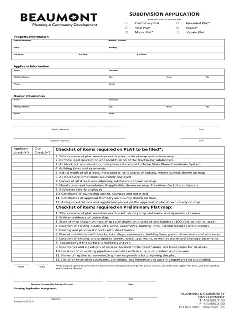 Fillable Online SUBDIVISION MINOR AMENDING PLAT APPLICATION Fax