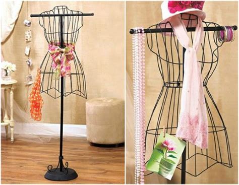 Two Pictures Of A Mannequin With Hats And Scarves Hanging On It S Sides