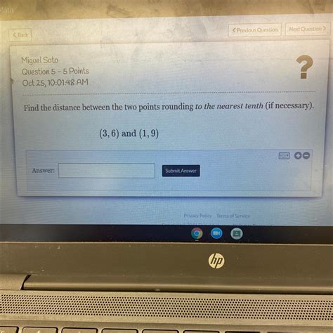 find the distance between the two points rounding to the nearest tenth if necessary 3 6 and