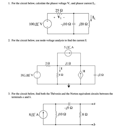 solved 1 for the circuit below calculate the phasor