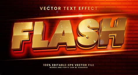 Flash Shine Vector Effet De Texte 3d Style De Texte Modifiable Adapté