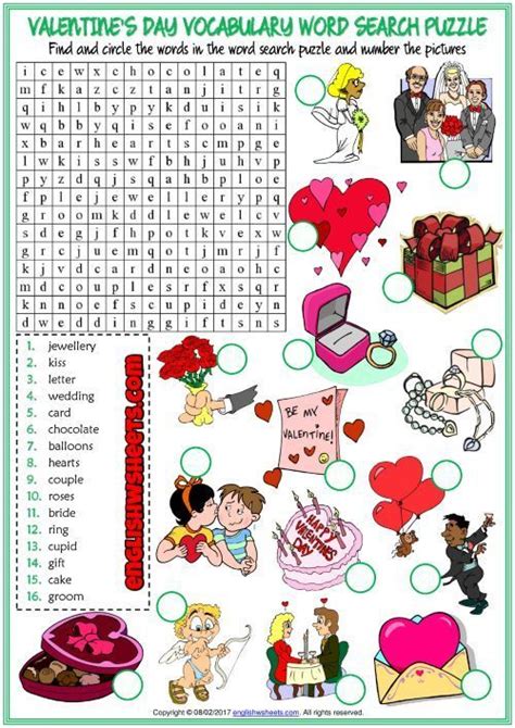 Valentine S Day Esl Vocabulary Worksheet Ittt Valentines