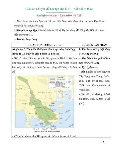 Giáo án chuyên đề địa lí 11 kết nối tri thức Kenhgiaovien
