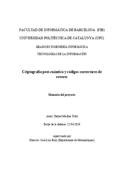Criptografía post cuántica y códigos correctores de errores
