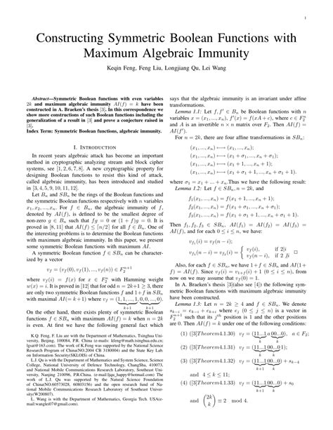 pdf constructing symmetric boolean functions with maximum algebraic immunity