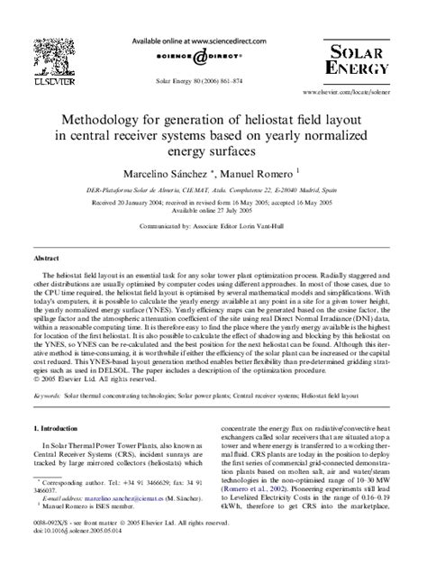 pdf methodology for generation of heliostat field layout in central receiver systems based on