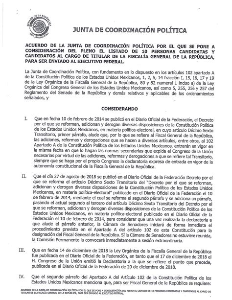 Acuerdo Jucopo 10 Acndidatos FGR By Rogelio Curiel Issuu