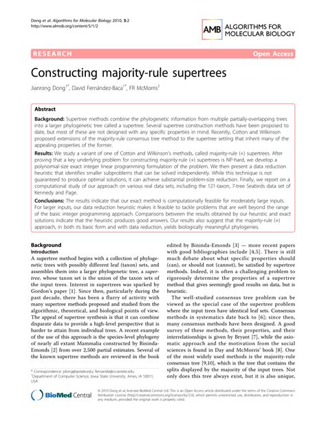 pdf constructing majority rule supertrees