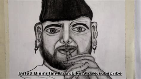 How To Draw Realistic Ustad Bismillah Khan YouTube