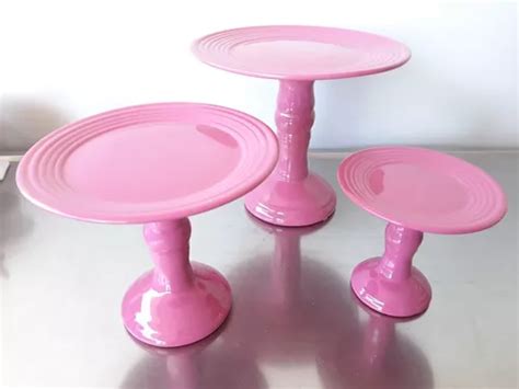 Trio Boleira Cerâmica Kit 3 Boleiras P m g Rosa Chiclete Parcelamento