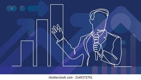 Continuous Line Drawing Business Presentation Business Stock Vector
