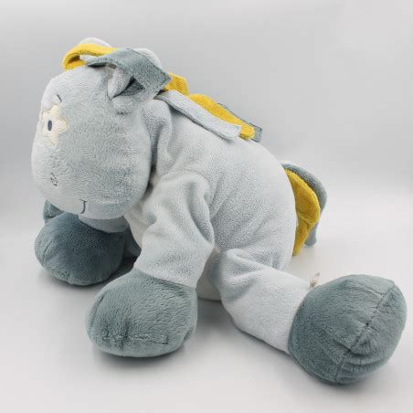 Doudou ane cheval bleu jaune étoile Victor et Lucien NOUKIE S