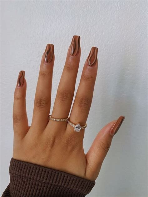 Aesthetic Nail Inspo Brown Acrylic Nails Edgy Nails Pretty Acrylic