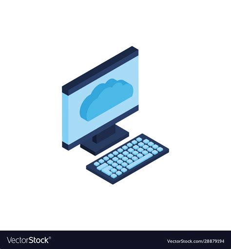 Desktop With Cloud Computing Icon Royalty Free Vector Image