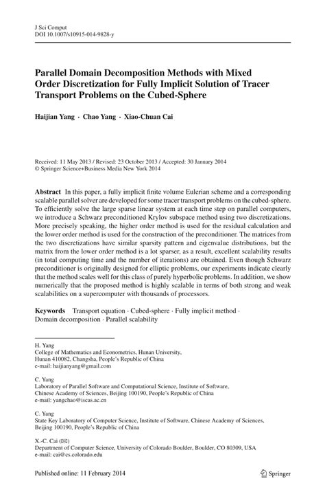 pdf parallel domain decomposition methods with mixed order discretization for fully implicit
