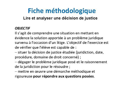 Fiche Mthodologique Lire Et Analyser Une Dcision De