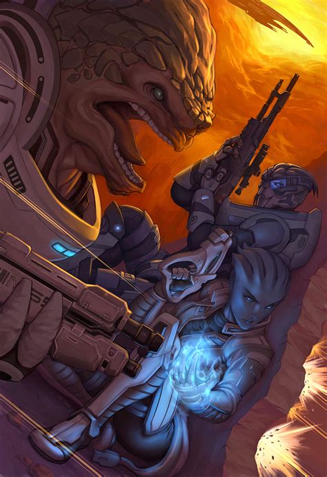 Kuroi Tsuki Garrus Vakarian Grunt Grunt Mass Effect Krogan Liara Tsoni Turian Mass