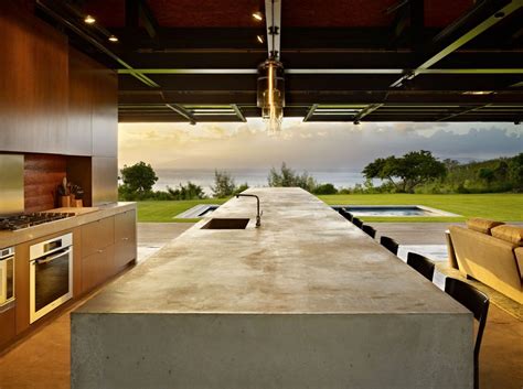Stylish Kitchen Designs With Concrete Counter Highlights