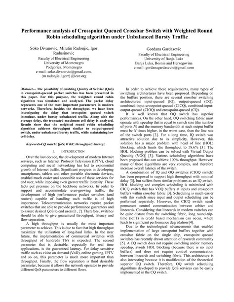 pdf performance analysis of crosspoint queued crossbar switch with weighted round robin