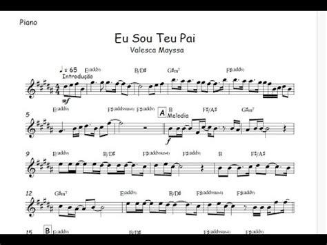 Eu Sou Teu Pai Valesca Mayssa Partitura Mel Dica Cifra Teclado
