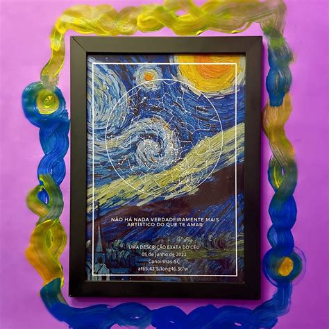 Quadro Van Gogh Noite Estrelada Mapa Das Estrelas Personalizado
