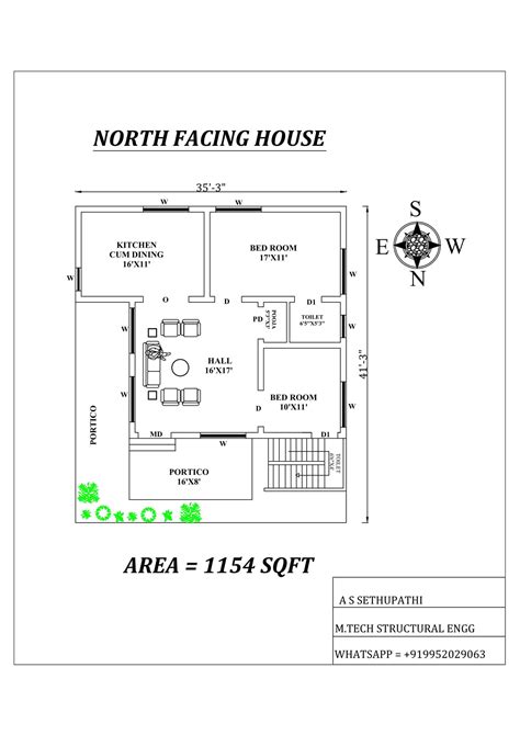 North Facing House Plan As Per Vastu Shastra Cadbull