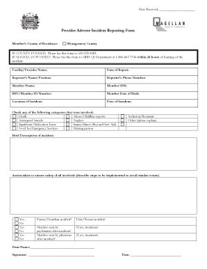 Fillable Online Incident Report Magellan Pdf Fax Email Print PdfFiller