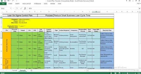Six Sigma Process Map Template Excel