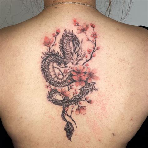 Dragon With Cherry Blossom Tattoo By Ms Aleen Dragon Tattoo With