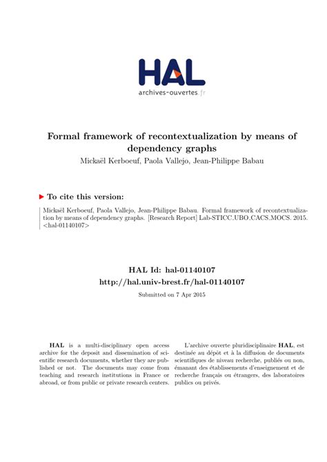 pdf formal framework of recontextualization by means of dependency graphs