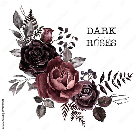 Dark Roses Floral Open Wreath Made In Vintage Victorian Gothic Style