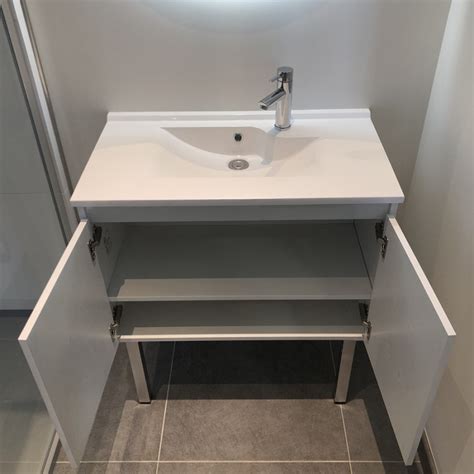 Meuble Vasque 60 Cm PROLINE Blanc Miroir Et Applique