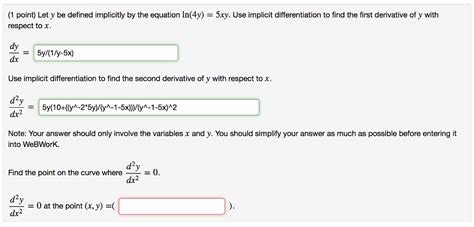 solved let y be defined implicitly by the equation