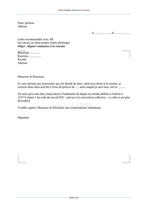 Modele Lettre Depart Retraite