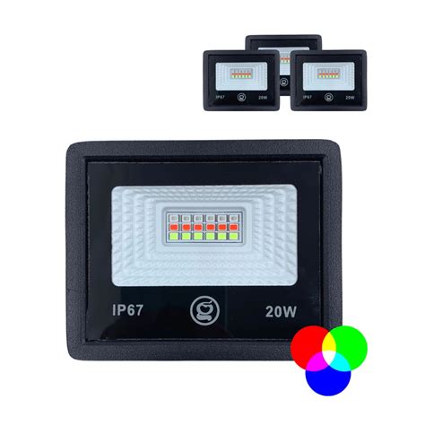Kit Mini Refletor Led Rgb W Smd Holofote Ip Slim Bivolt Colorido